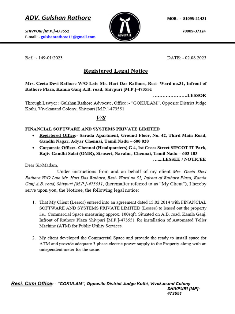 FSS Notice | PDF | Lease | Real Property Law