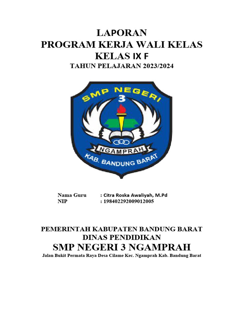 Program Kerja Wali Kelas IX F 2023/2024 | PDF