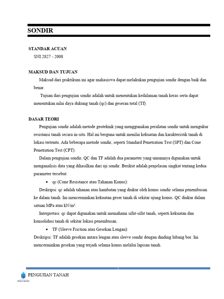 Laporan Mektan 2 Bab Sondirr Kel2 | PDF