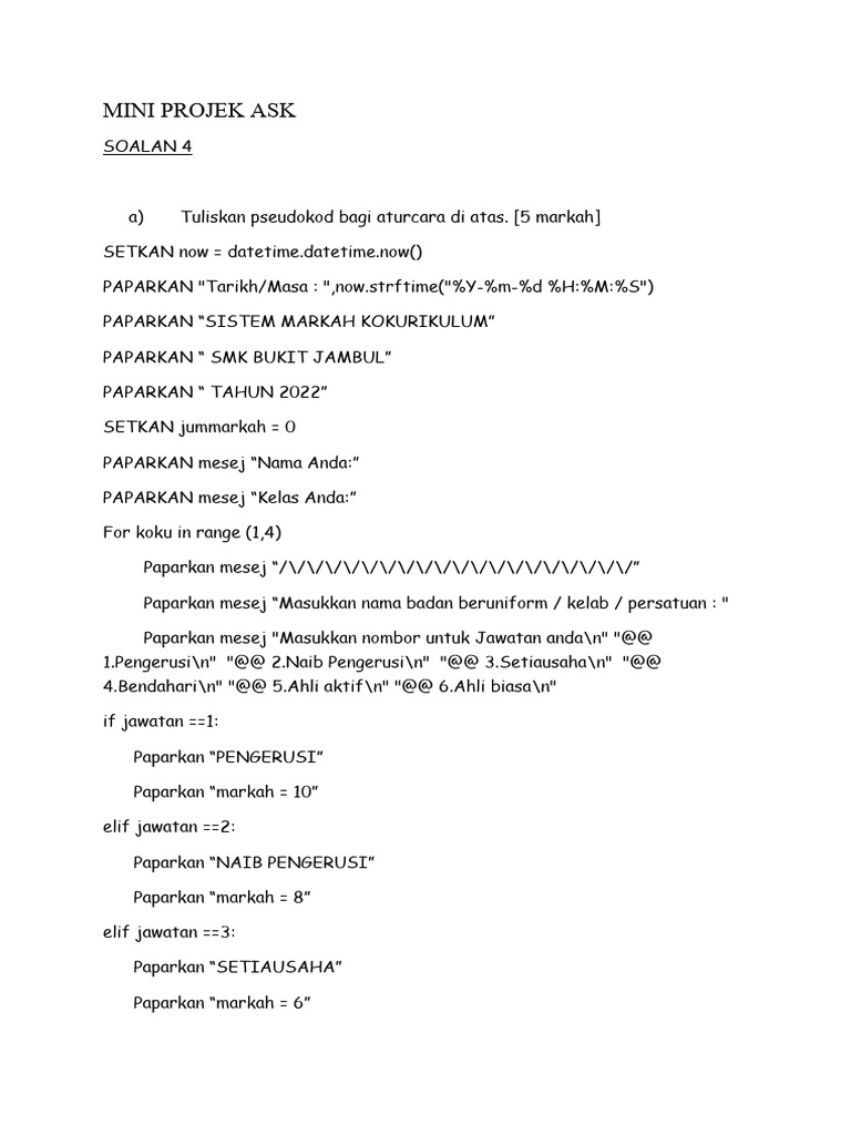 Mini Projek Ask | PDF