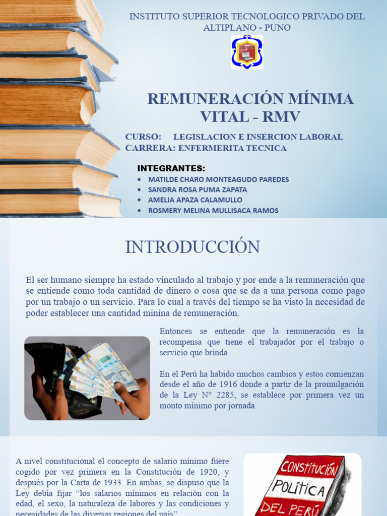 Remuneración Mínima Vital - RMV | PDF | Salario | Costo de la vida