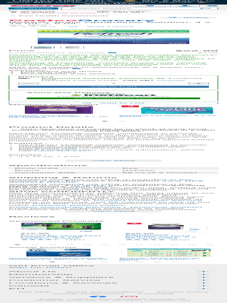 Refresh Tears Ophthalmic Solution, 4 X 15 ML + 5 ML Costco | PDF ...