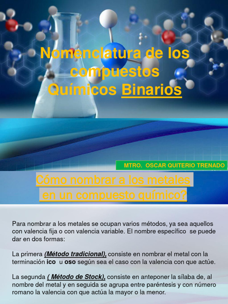 Nomenclatura de Los Compuestos Químicos Binarios A | PDF | Compuesto inorgánico | Compuestos ...