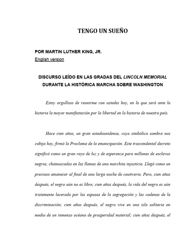 Tengo Un Sueño - M.L.K | PDF | Montañas