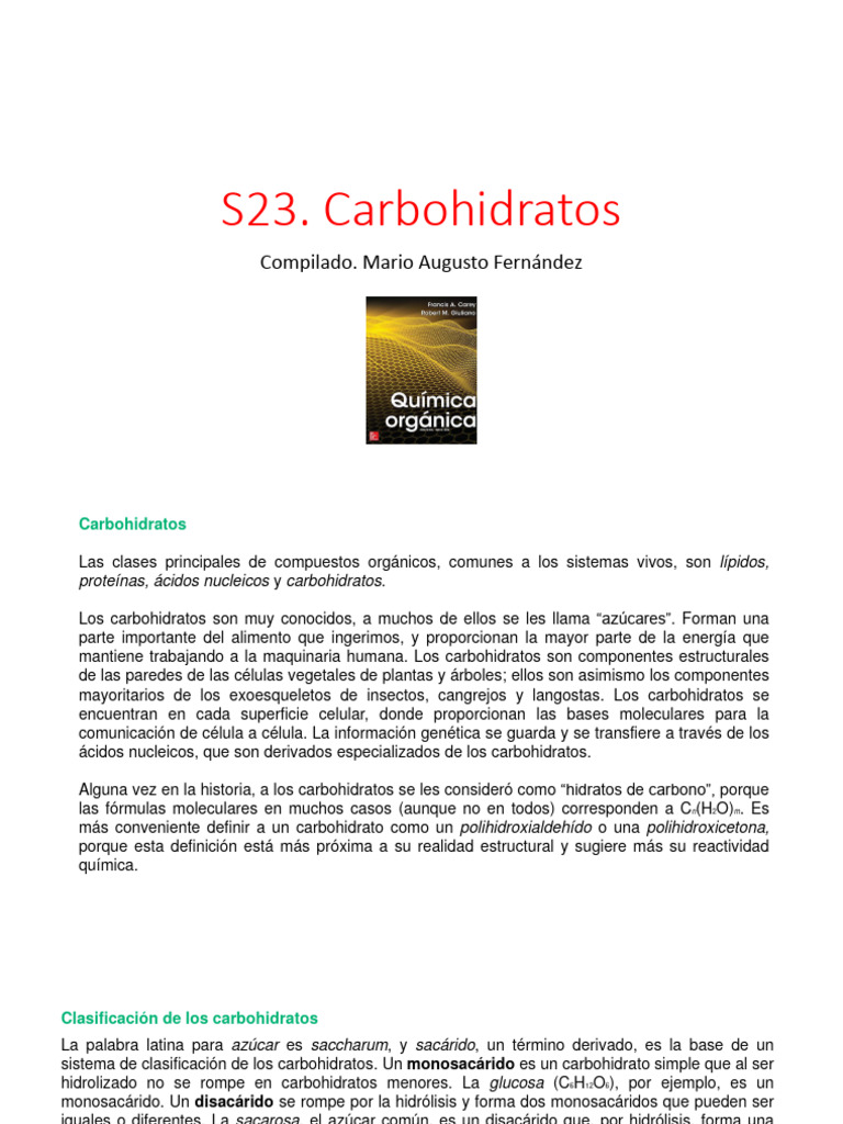S23. Carbohidratos. | PDF | Carbohidratos | Digestión