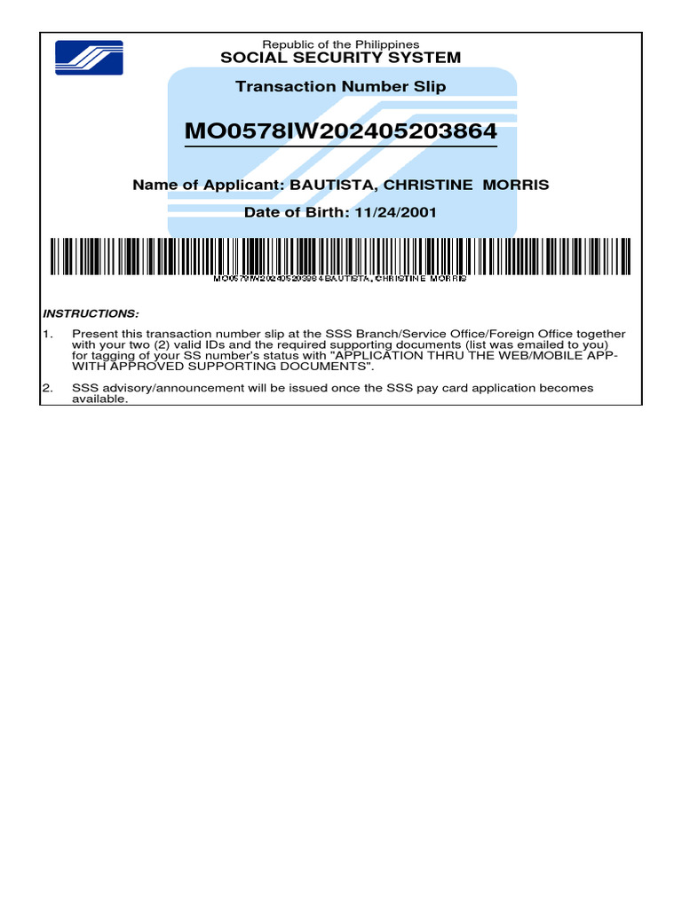 SSS Transaction Slip Instructions | PDF