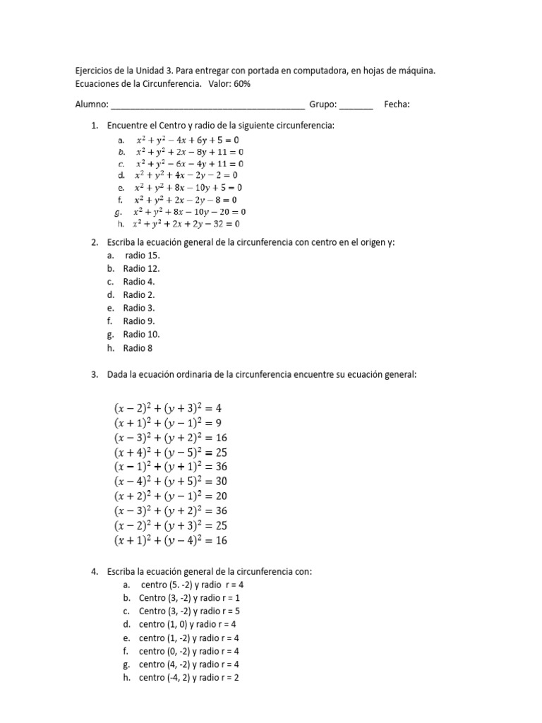 Ejercicios Unidad 3 | PDF