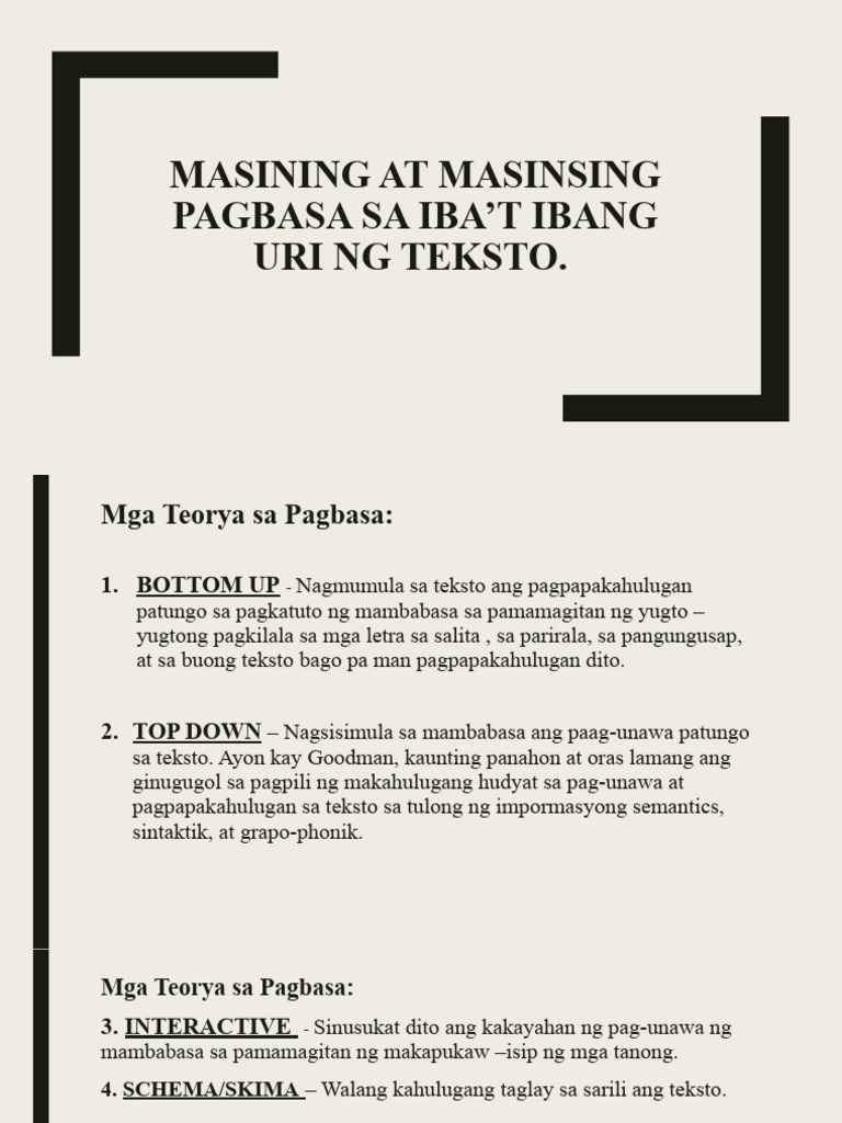 Masining at Masinsing Pagbasa Sa Ibat Ibang Uri | PDF