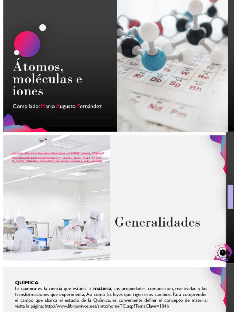 S1. Átomos, moléculas e iones.. | PDF | Núcleo atómico | Moléculas