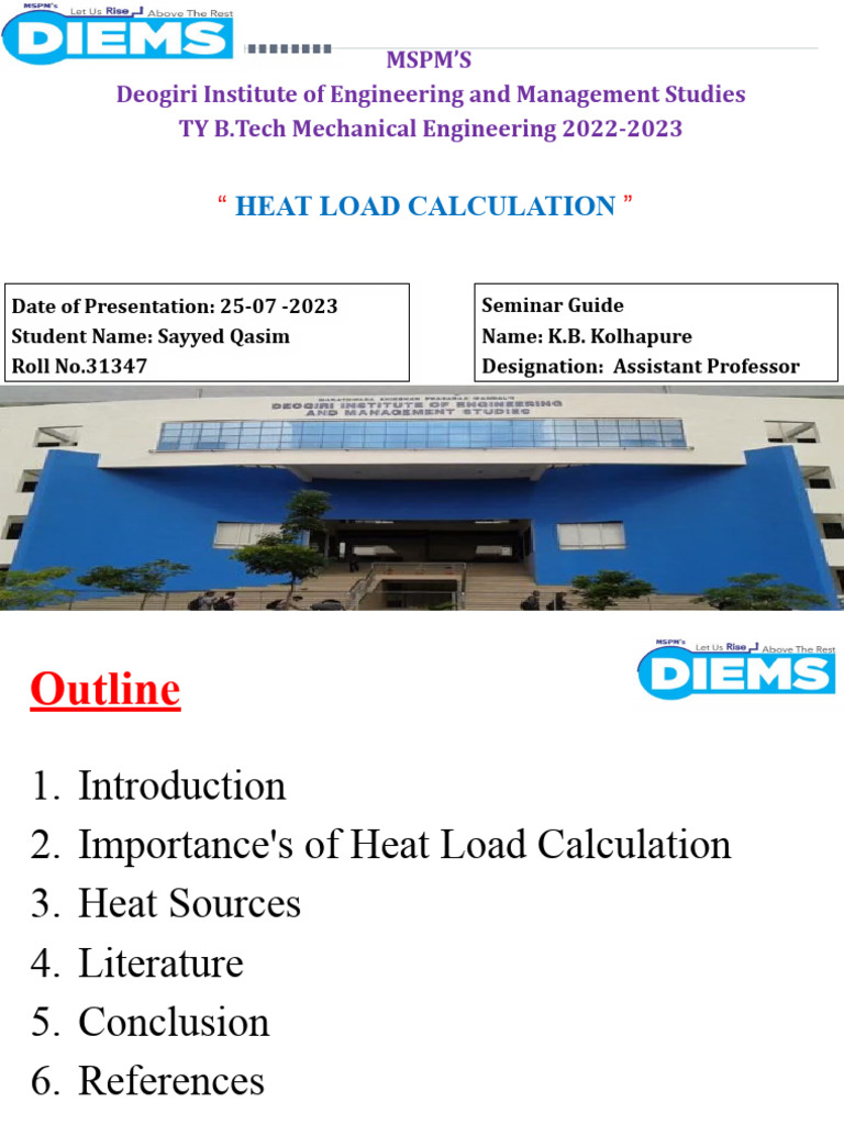 Seminar Heat Load Calculation | PDF | Heat | Heat Transfer