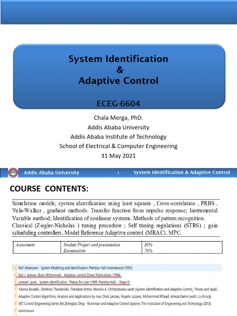 Chapt 1-Intro To Syst Id | PDF | Control Theory | Applied Mathematics