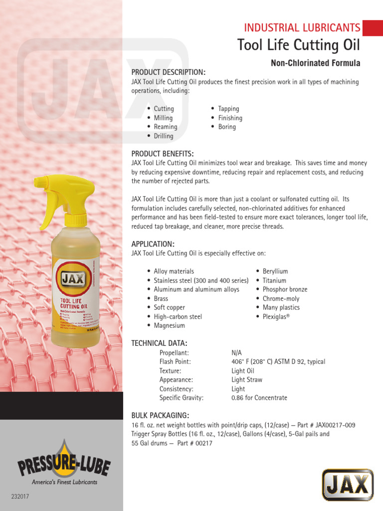 En - Tool Life Cutting Oil | PDF | Metals | Secondary Sector Of The Economy