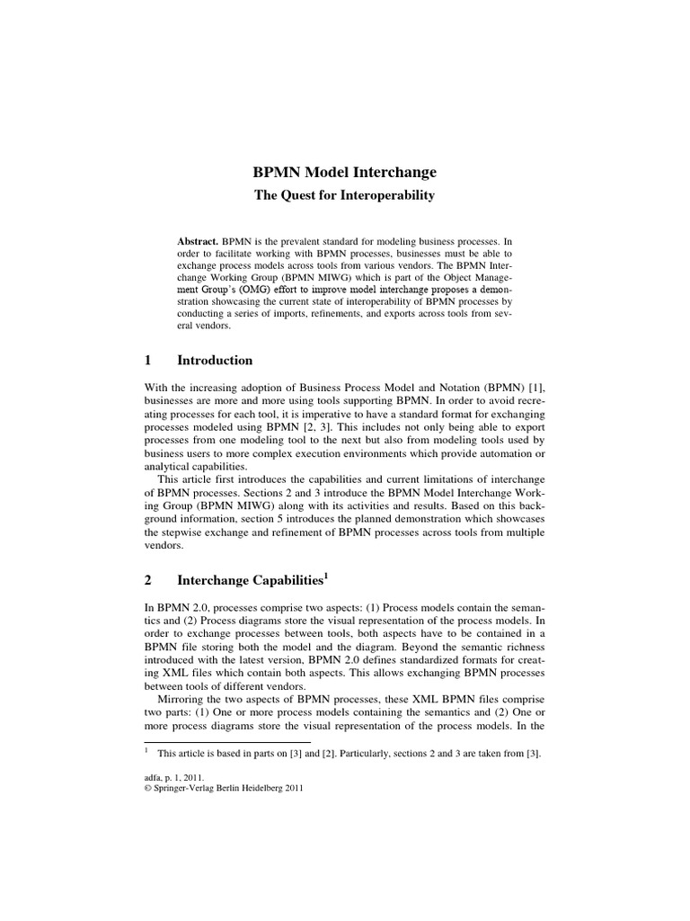 BPMN Model Interchange | Download Free PDF | Xml | Interoperability