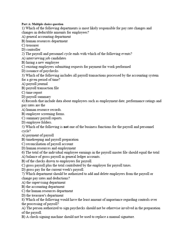 Review For Final Exams FA2 | PDF | Payroll | Audit