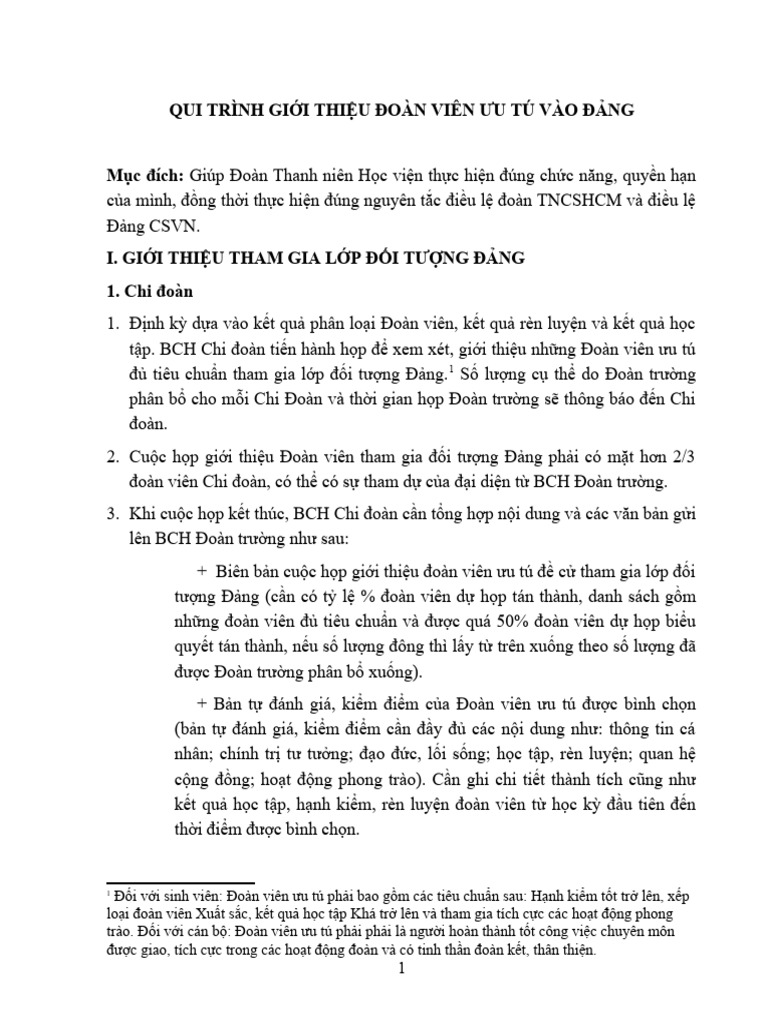 02 - Quy Trinh Gioi Thieu Doan Vien Vao Dang | PDF