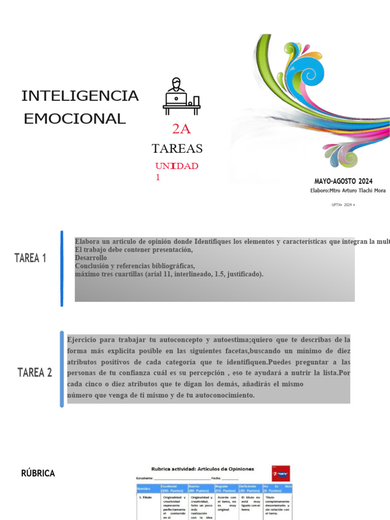 Plan de Tareas 2a Unidad 1 | PDF