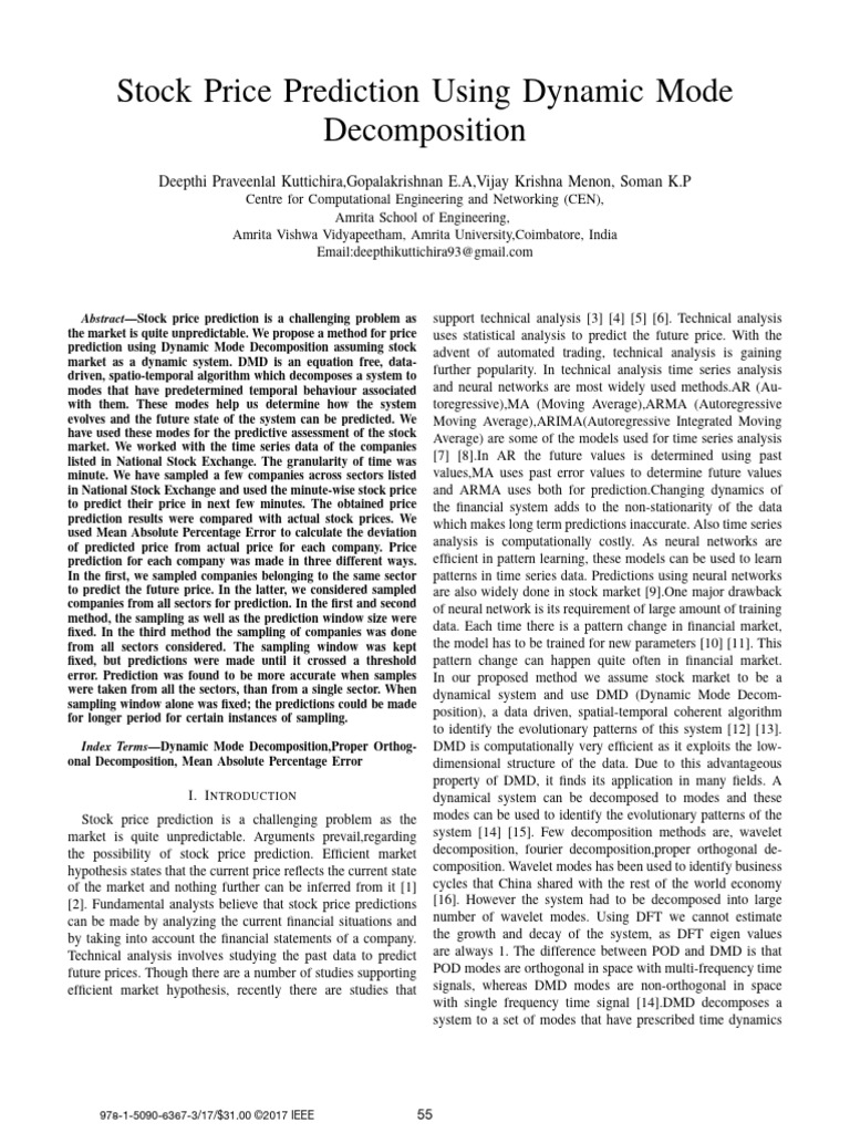 Stock Price Prediction Using Dynamic Mode Decomposition | PDF | Eigenvalues And Eigenvectors ...