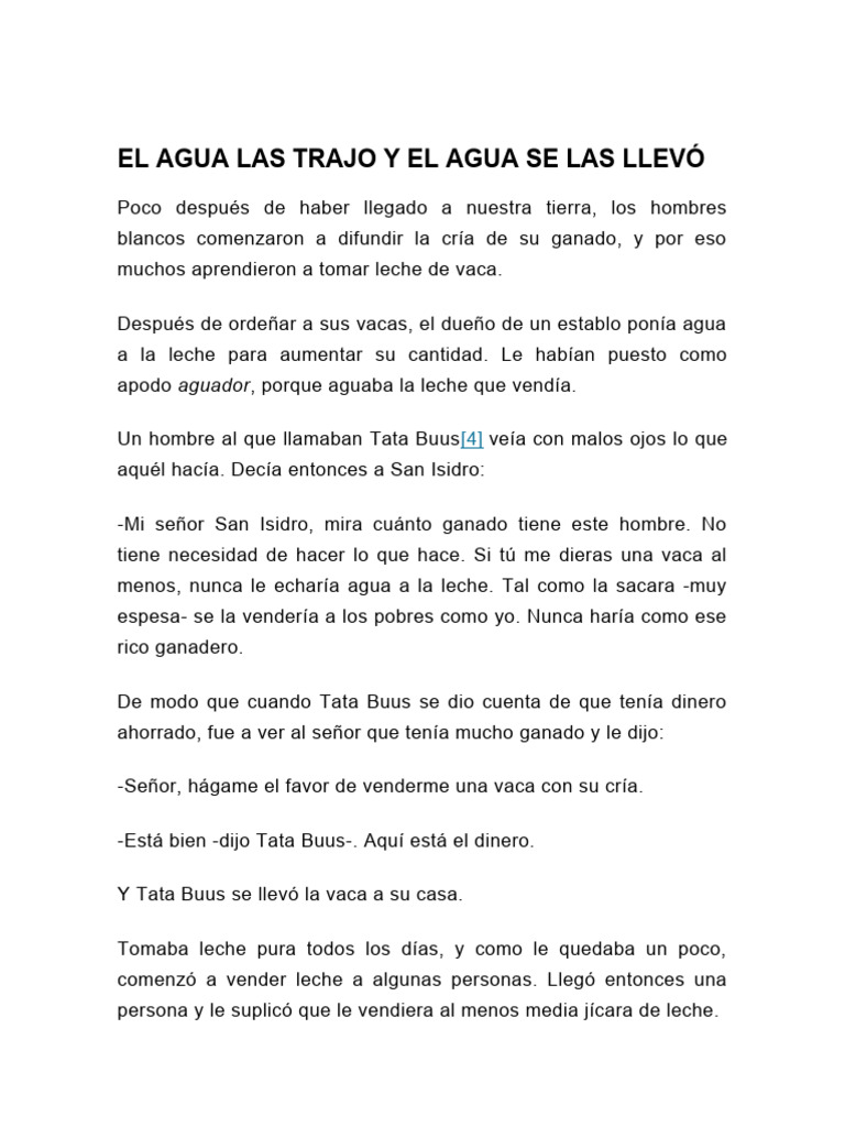 El agua trajo y se llevó a Tata Buus | PDF | Vacas | Mamíferos