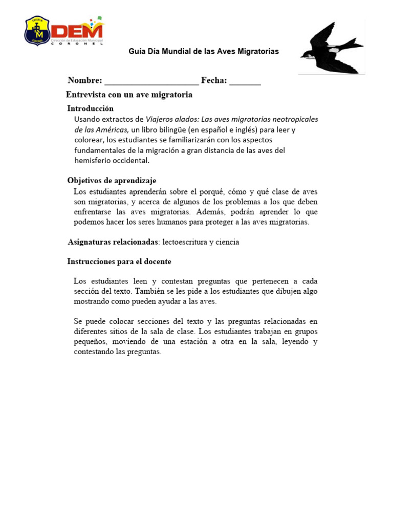 Guía Día Mundial De Las Aves Migratorias 444444 Pdf Migración De