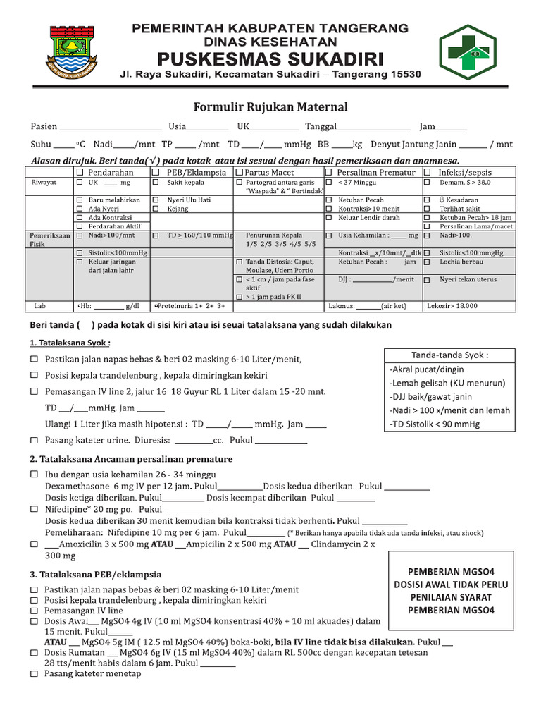 10 Formulir Rujukan Maternal | PDF