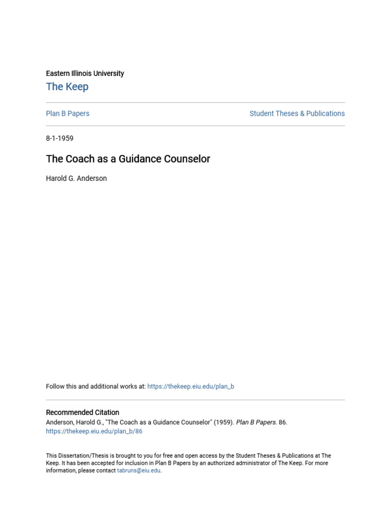 Coach as Guidance Counselor Role | PDF | Thesis | Attitude (Psychology)