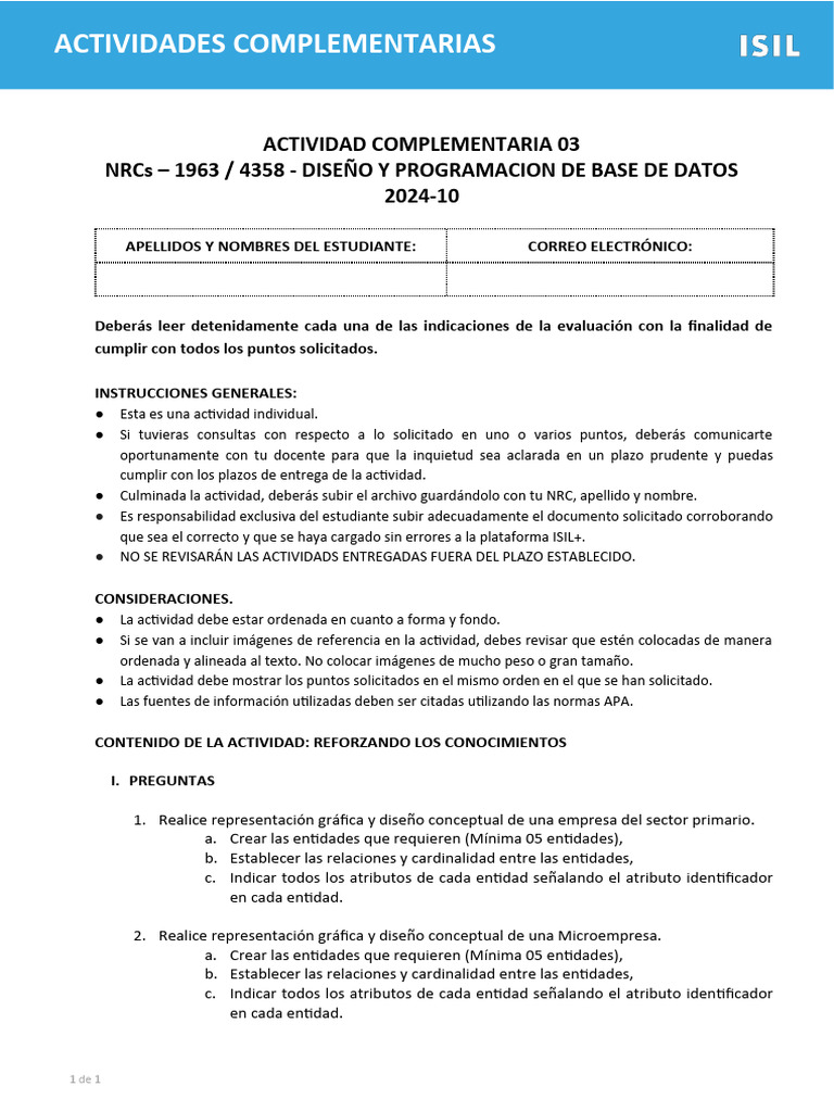 Actividades Complementarias 03 | PDF | Informática