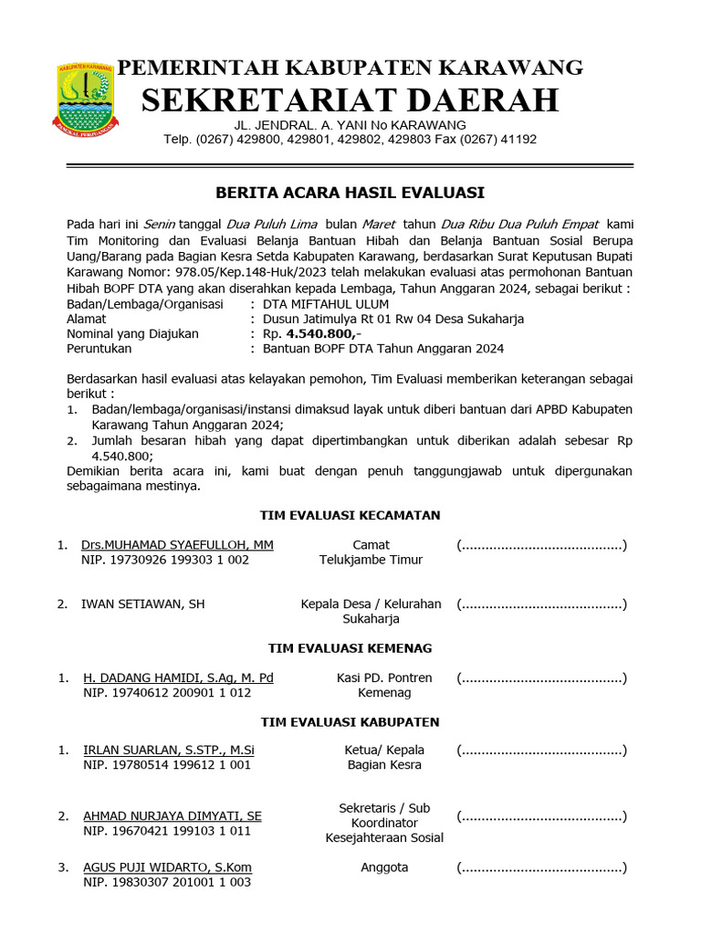 Urutan Berkas Pencairan BOPF DTA Tahun 2024 | PDF