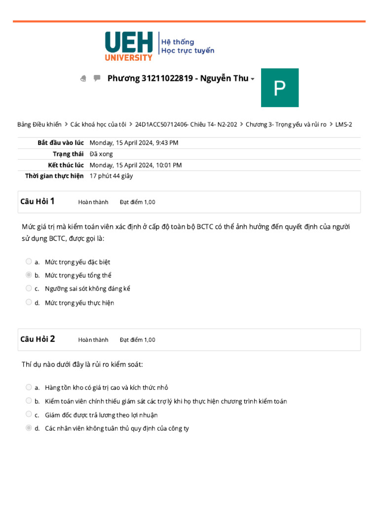 LMS-2 - Xem L I Bài Làm | PDF