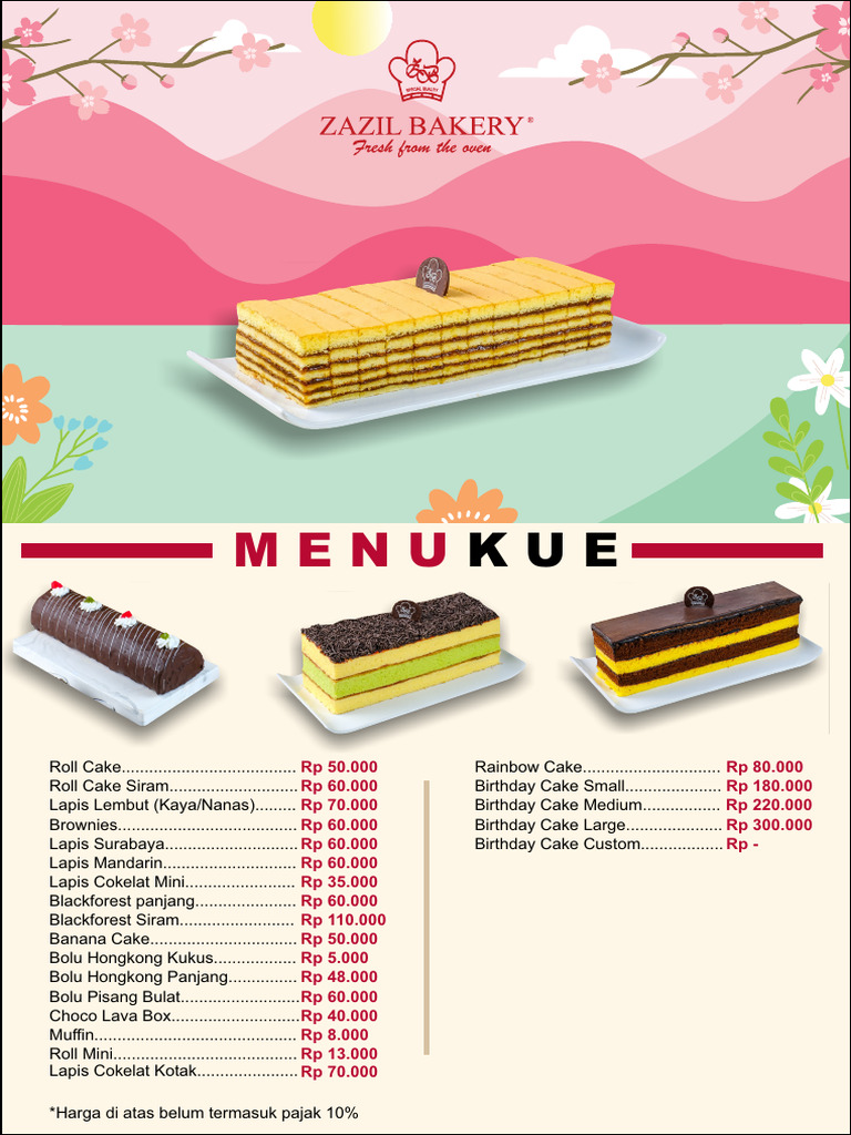 Menu Cake Zazil | PDF | Cooking, Food & Wine | Wellness
