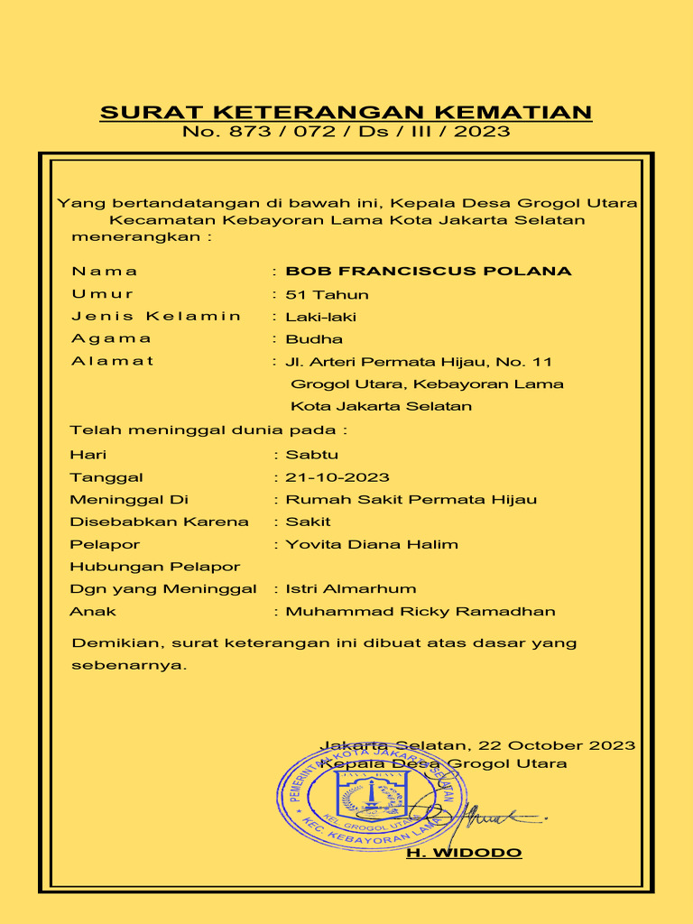 Surat Keterangan Kematian | PDF