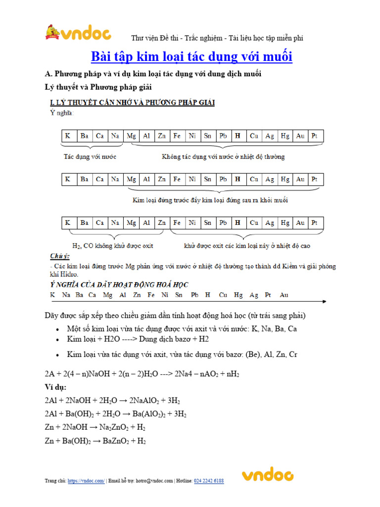 Kim Loai Tac Dung Voi Dung Dich Muoi | PDF