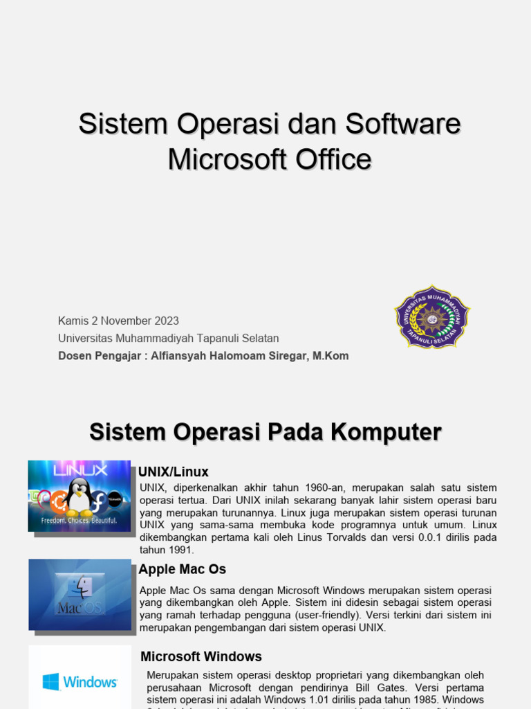 Pengenalan Sistem Operasi Dan Software Microsoft Office | PDF | Seni ...