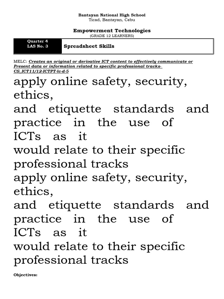 Las 3 Etech | PDF | Spreadsheet | Microsoft Excel