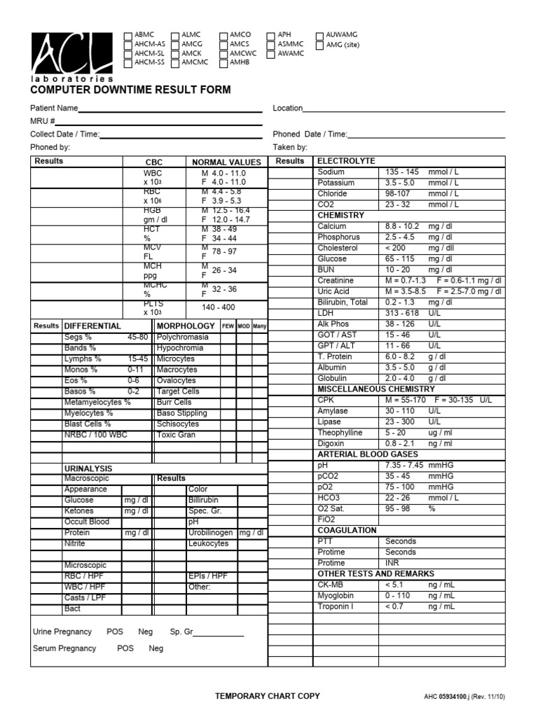 Normal Lab Values - 1 | PDF | Chemical Substances | Chemistry