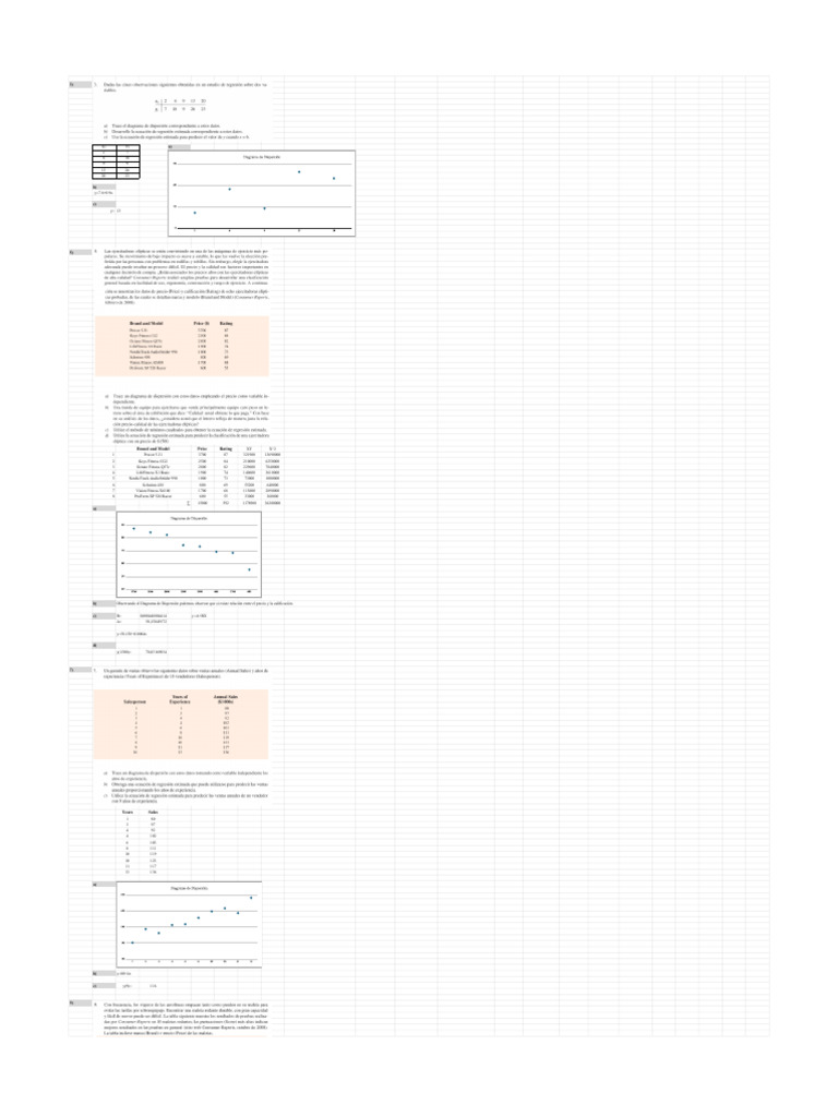 Ejercicios de Tarea de Regresi-N y Correlaci-N Lineal Simple | PDF | Coeficiente de ...