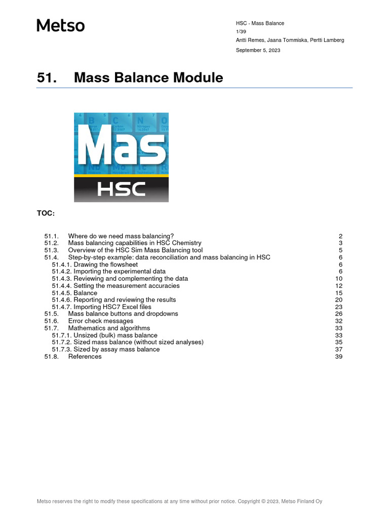 51 Mass Balance | PDF | Least Squares | Standard Deviation