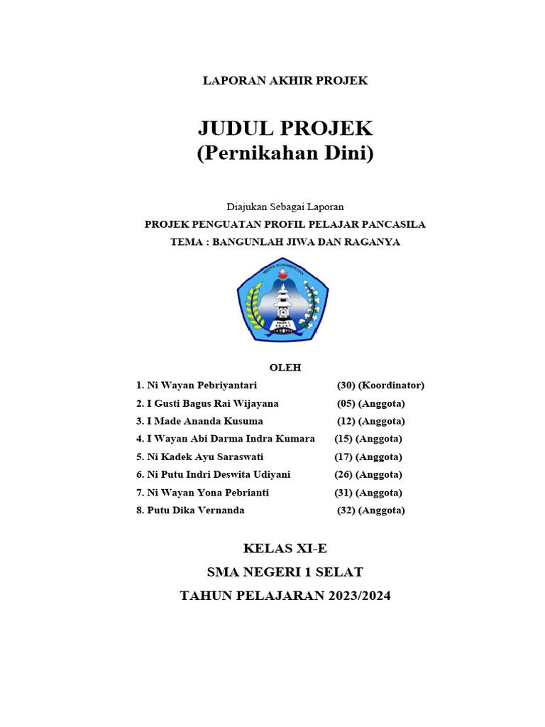 Format - Laporan Projek P5 - BJR - Kelas XI | PDF | Pengembangan Diri