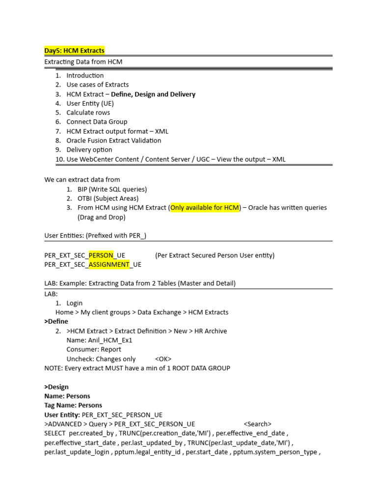 Day5-6 HCM Extracts - Data Export | PDF | Information Retrieval | Data ...