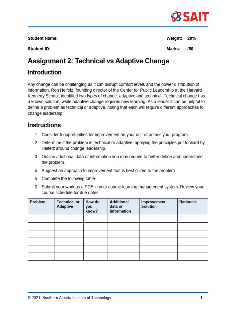 Technical vs Adaptive Change Analysis | PDF | Leadership | Thought