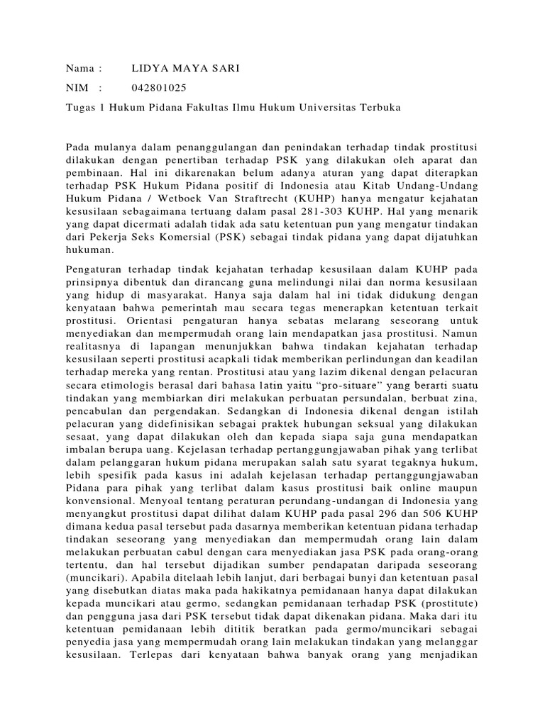 Tugas 1 Lidya Maya Sari Hukum Pidana | PDF
