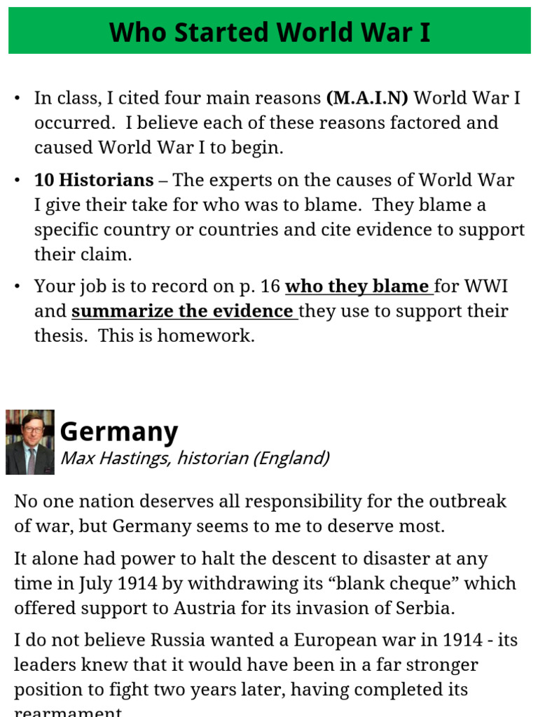 Causes of World War I MAIN and Expert Analysis | PDF | Austria Hungary ...