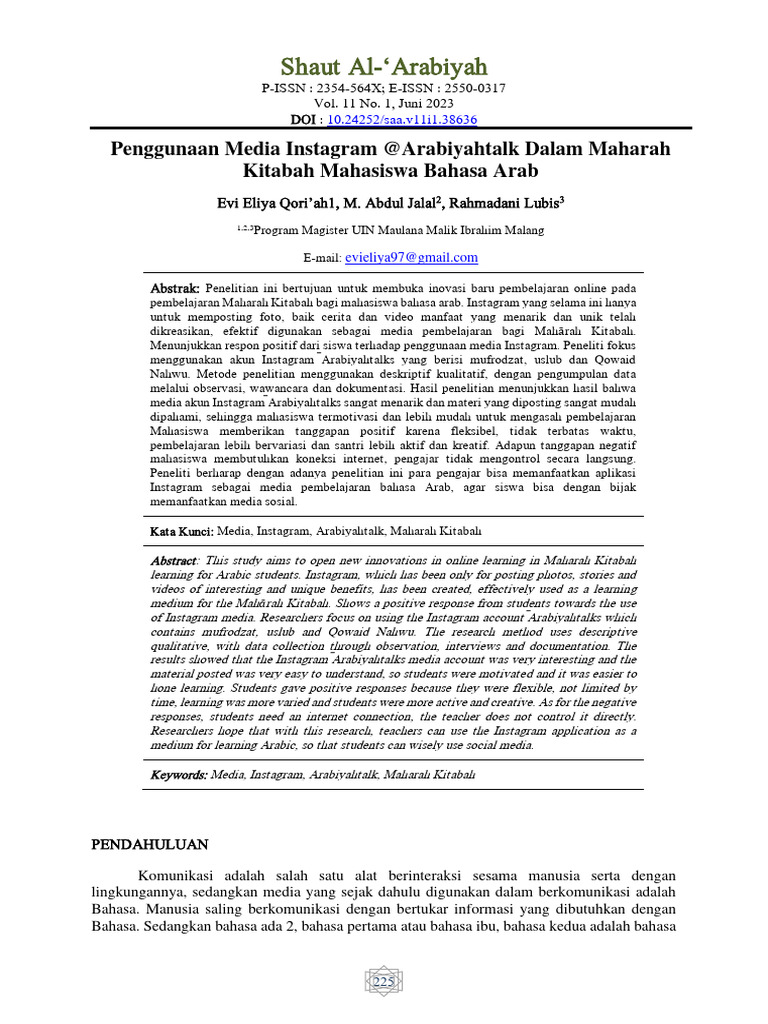 Instagram untuk Maharah Kitabah Arab | PDF