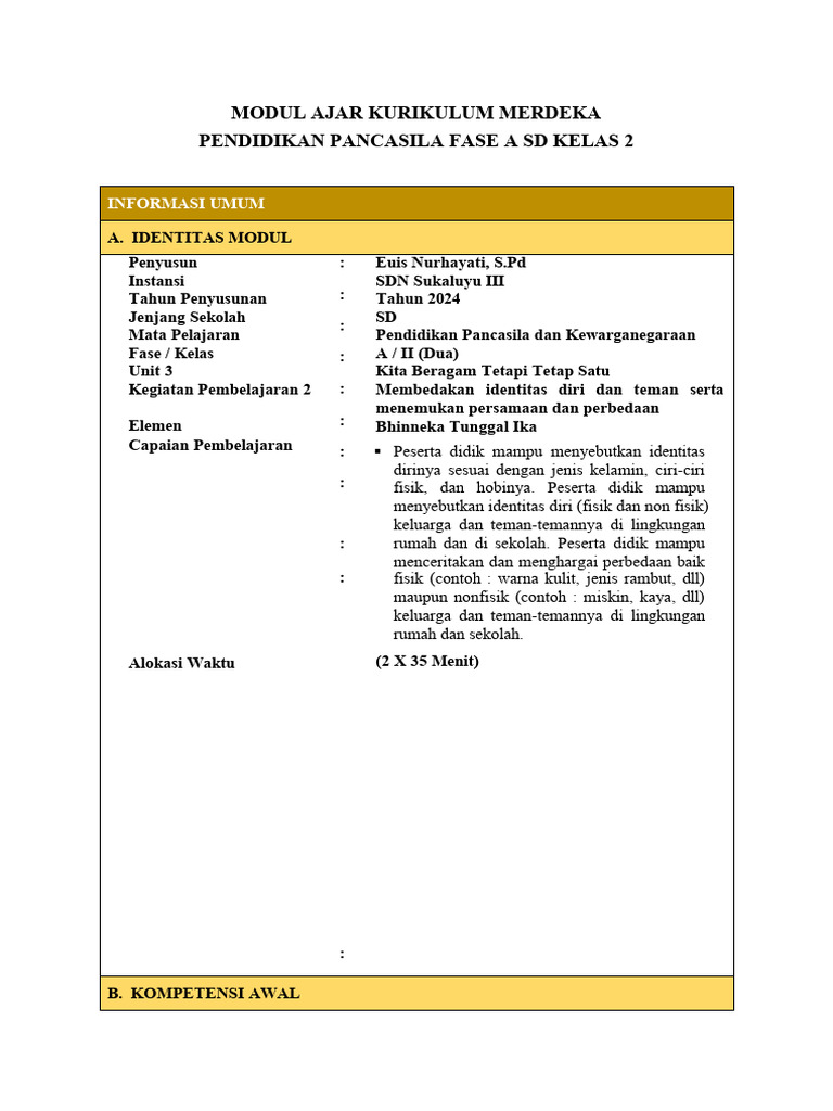 Modul Ajar 2B Bu Euis PKN | PDF | Kesehatan Holistik