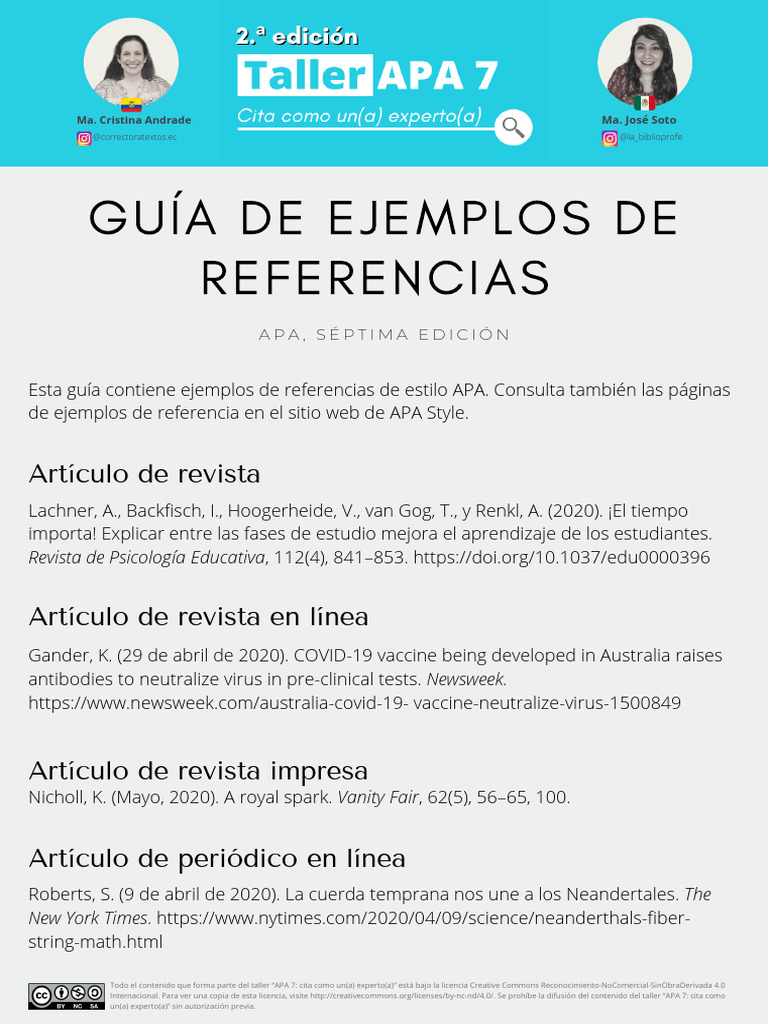 Taller Apa 7 - Guía de Referencias | PDF | Facebook
