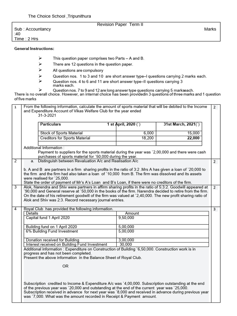 Accounts Extra Questions | PDF | Balance Sheet | Expense