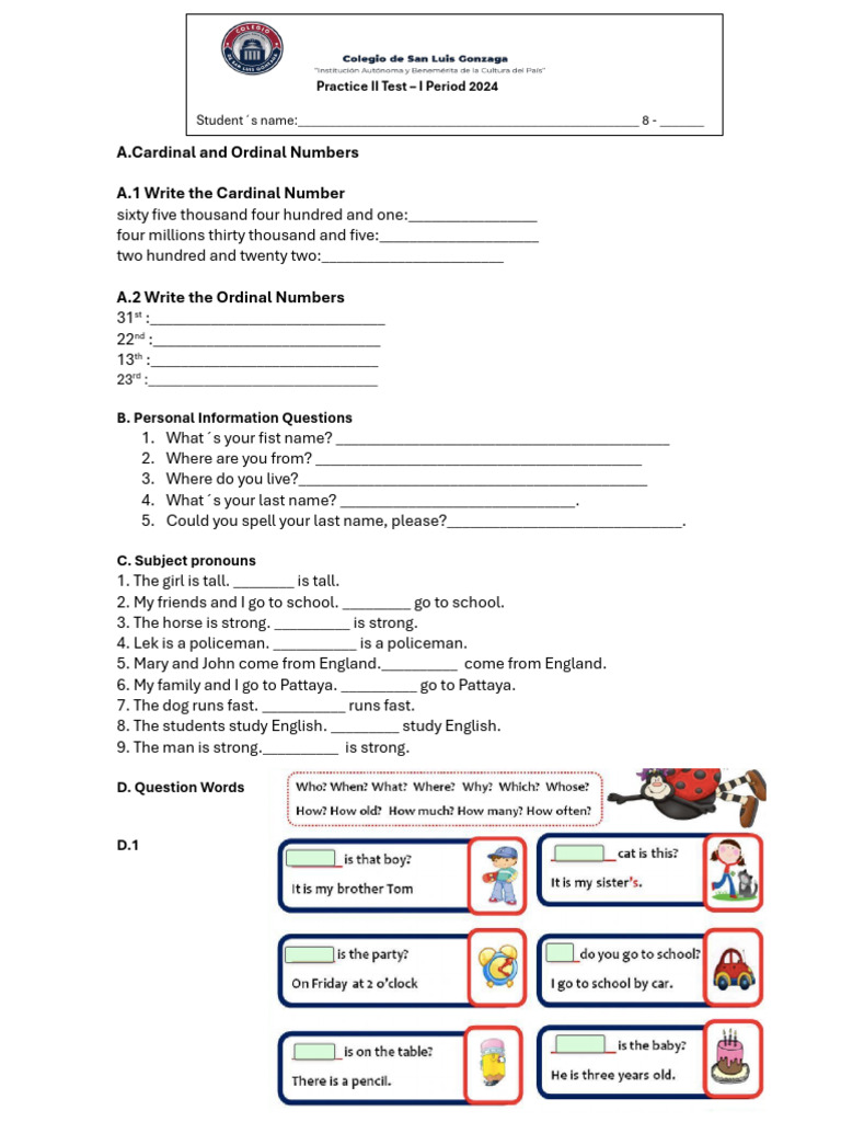 A.Cardinal and Ordinal Numbers A.1 Write The Cardinal Number | PDF ...
