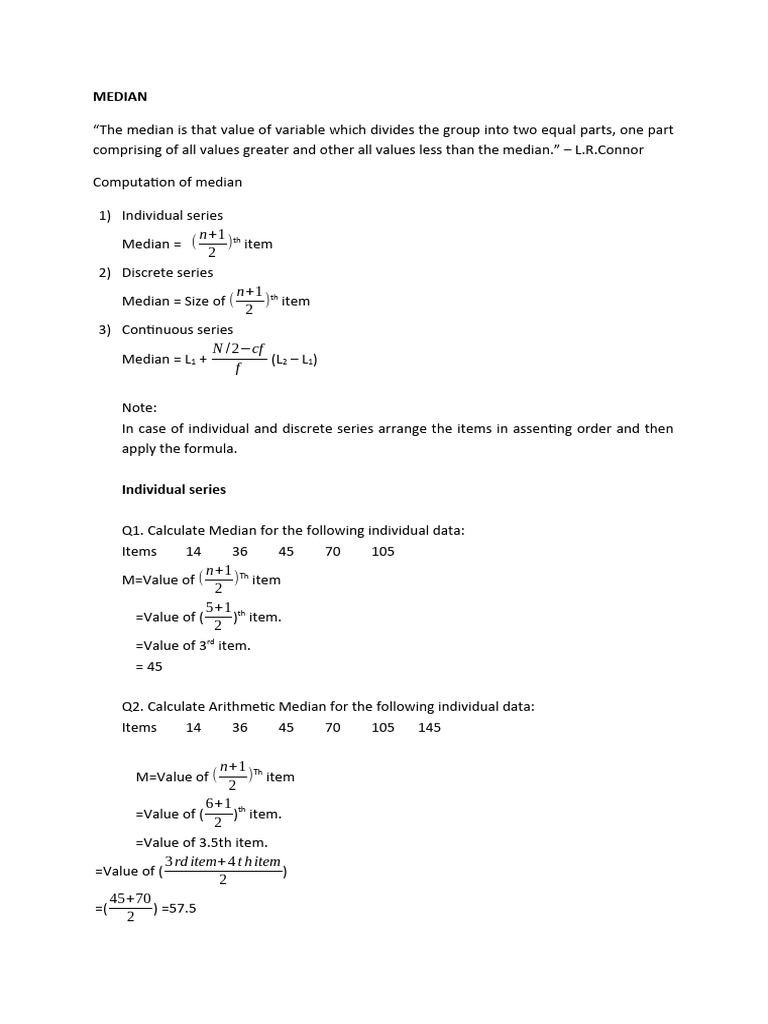 MEDIAN | PDF | Median | Analysis