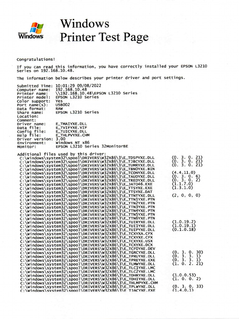 Window Printer Test | PDF