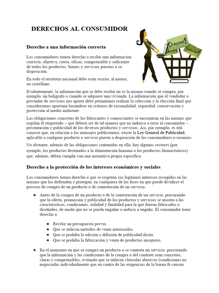 DERECHOS AL CONSUMIDOR | Descargar gratis PDF | Los consumidores | Publicidad