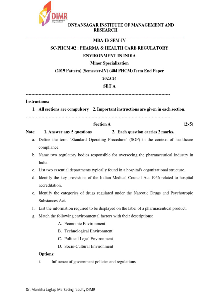 Set A Pharma & Health Care Regulatory SC-PHCM-02 Minor | PDF | Health Care | Regulatory Compliance
